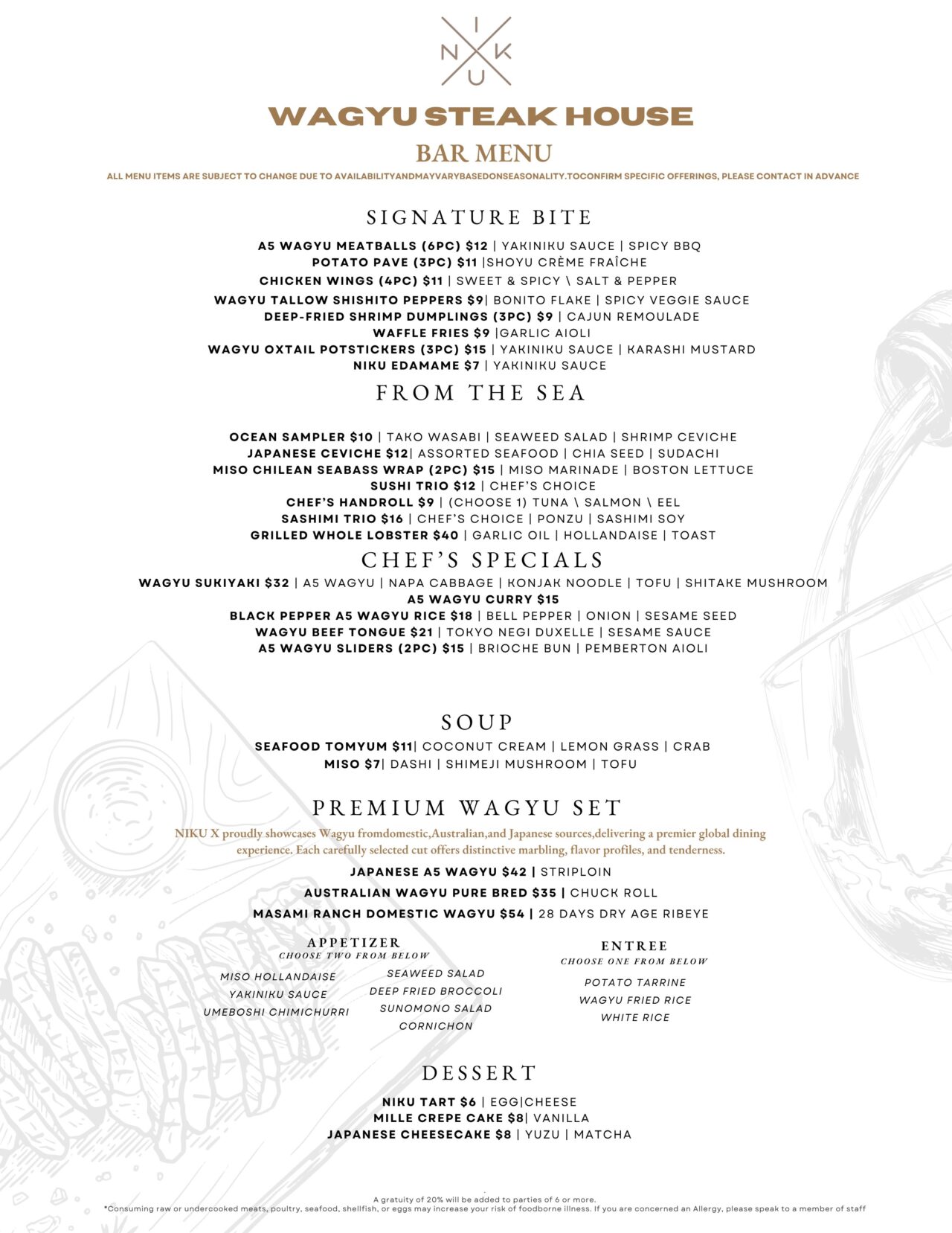 Bar Menu - NIKU X